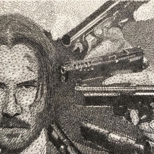 Arte con hilo: estos complejos retratos están hechos de hilo negro y clavos