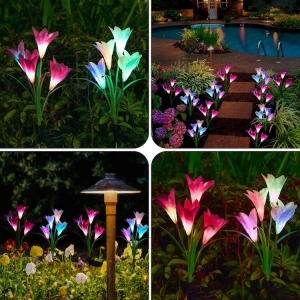 Estas luces solares en forma de flor llenarán de color tu jardín