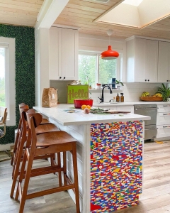DIY LEGO Project Transformed a Kitchen Peninsula Brick by Brick