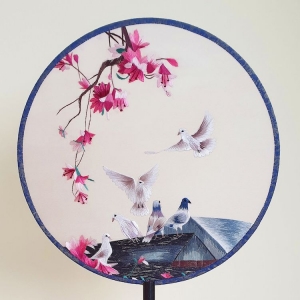 Beautiful Double-Sided Hand-Stitched Silk Fans Made by Traditional ...