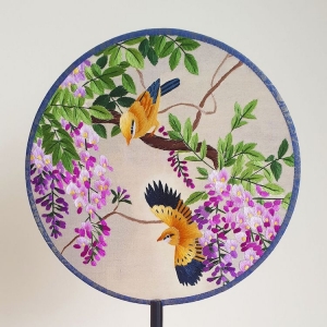 Beautiful Double-Sided Hand-Stitched Silk Fans Made by Traditional ...