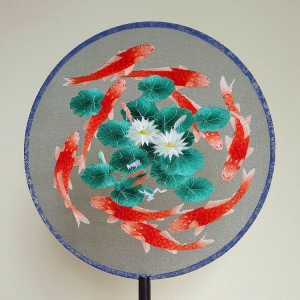 Beautiful Double-Sided Hand-Stitched Silk Fans Made by Traditional ...