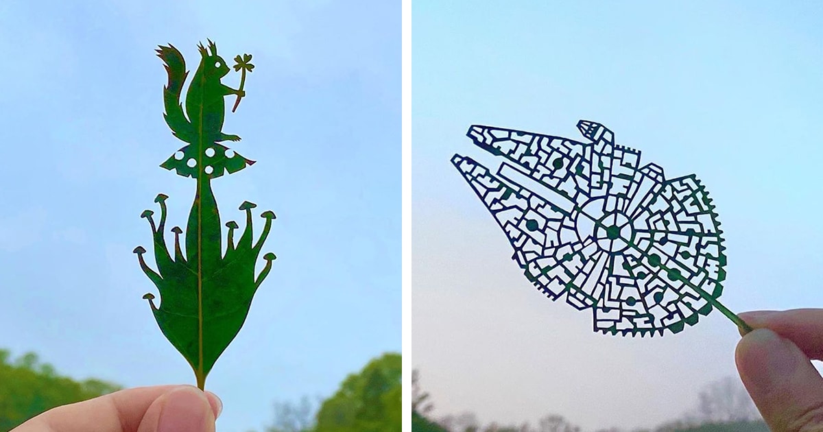 Japanese Artist Meticulously Hand-Carves Incricate Leaf Art