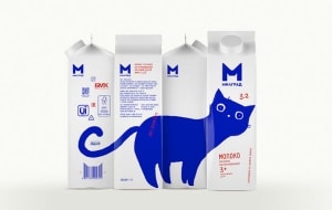 Designer Creates Adorable Milk Carton Packaging, Featuring a Blue Cat