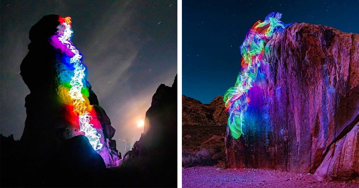 Long Exposure Landscape Photos Turn Rock Climbing Into Rainbows