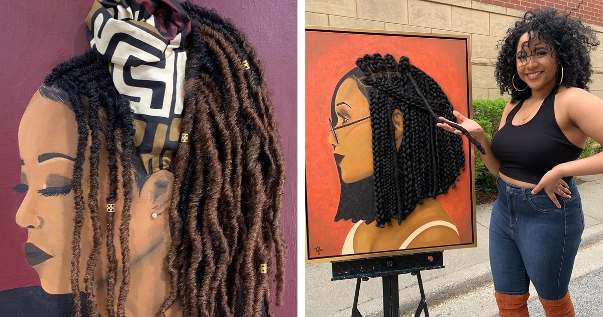 Artist's Portraits Using Real Hair to Showcase the Beauty of Black Coifs