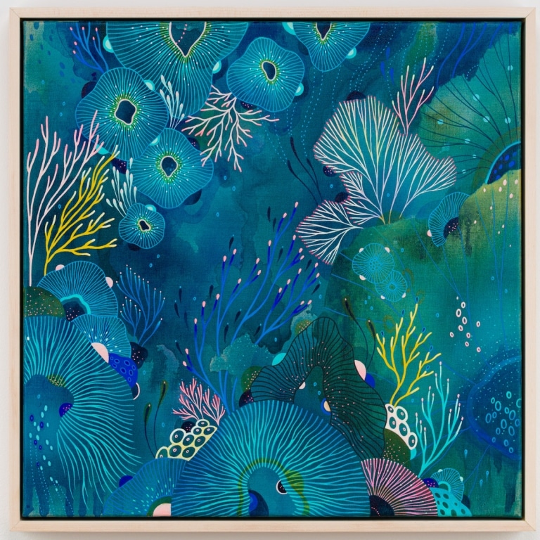 Abstract Ink Paintings Portray Colorful Imaginary Ecosystems