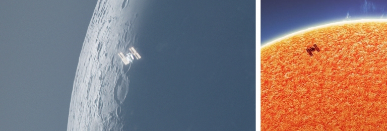 ISS Transiting the Moon and the Sun Captured on Film