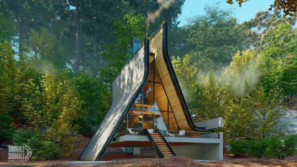 Architects Reimagine the Typical A-Frame Cabin in New Modern Home