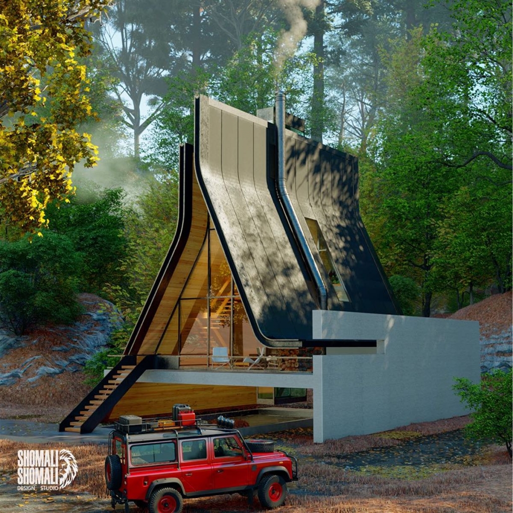 Architects Reimagine the Typical A-Frame Cabin in New Modern Home