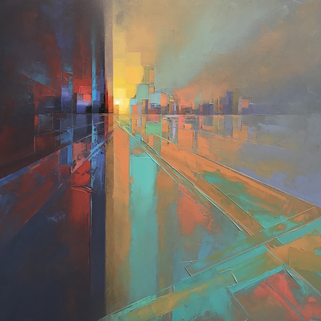 Colorful Abstract Paintings Capture a Pixelated View of Cityscapes