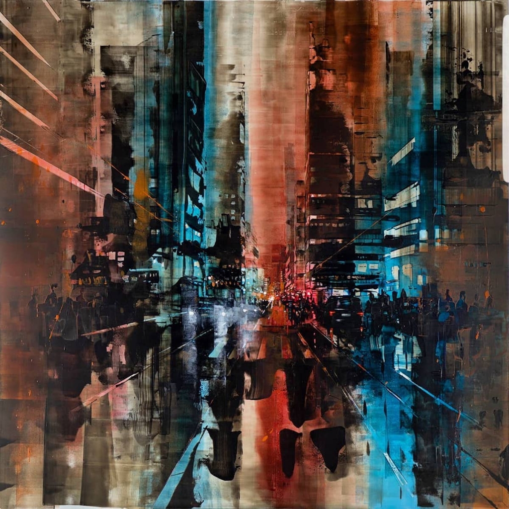 Lively Paintings Capture the Dynamic Energy of Bustling Cities at Night ...