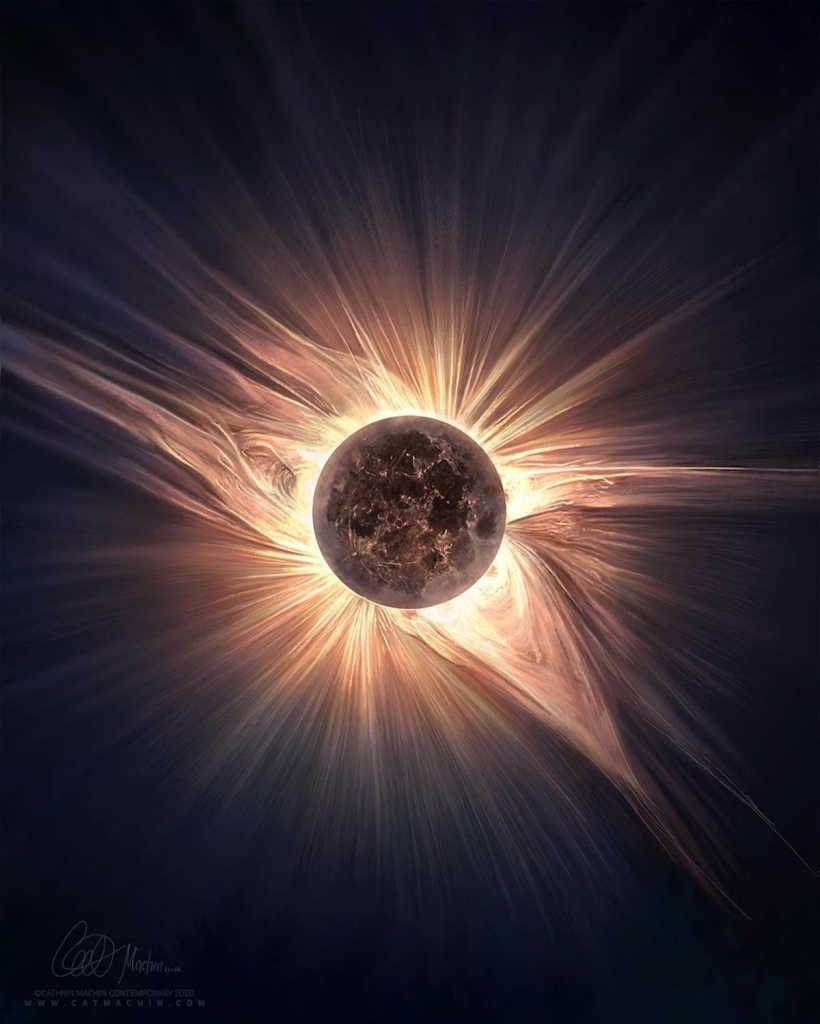 Artista recrea un eclipse solar en una espectacular pintura digital