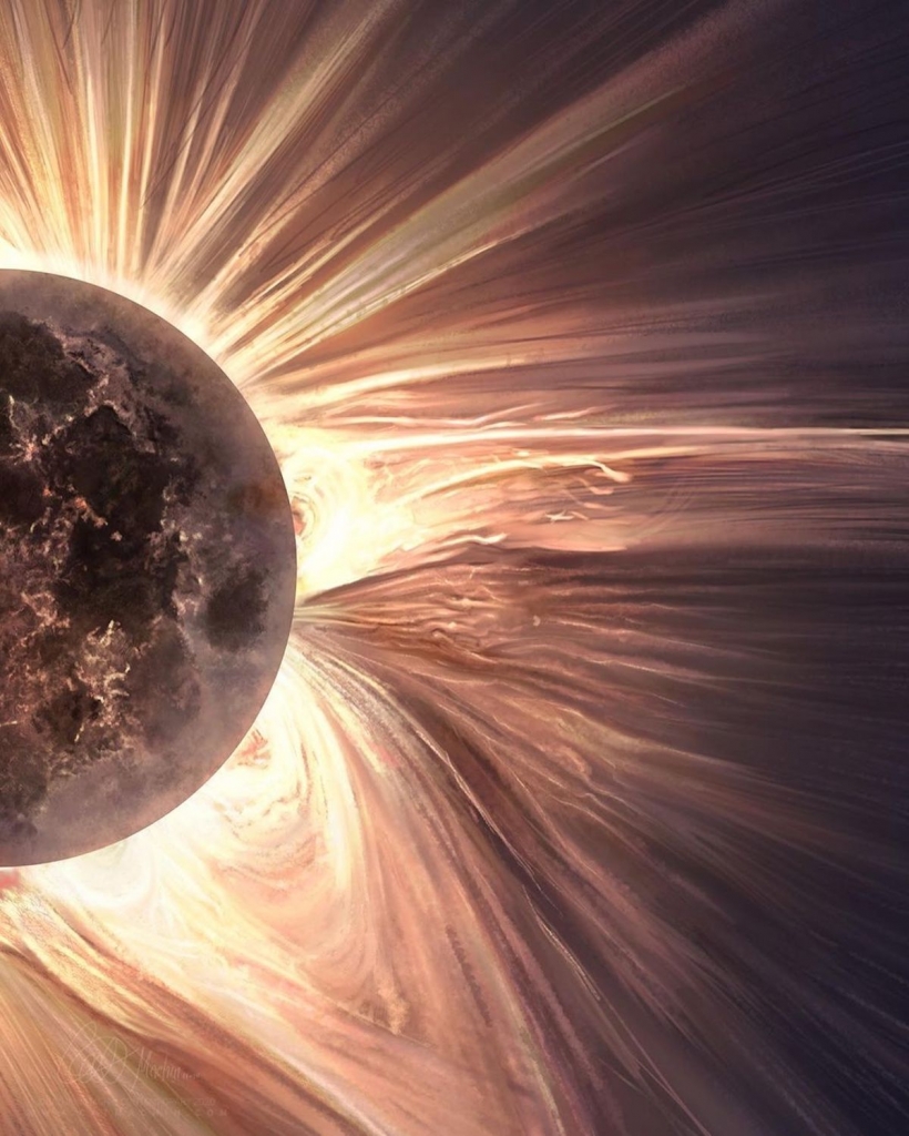 Artista recrea un eclipse solar en una espectacular pintura digital