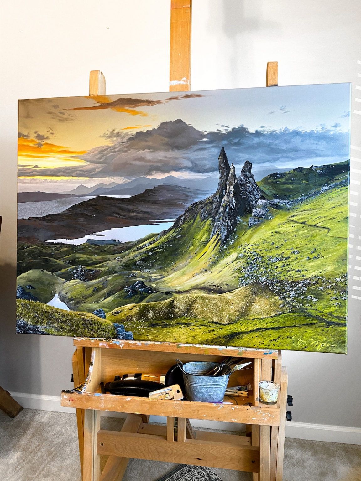 Young Artist Captures the Scottish Isle of Skye in Landscape Oil Painting