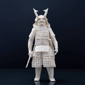 Artist Creates a Samurai Origami Sculpture From a Single Sheet of Paper