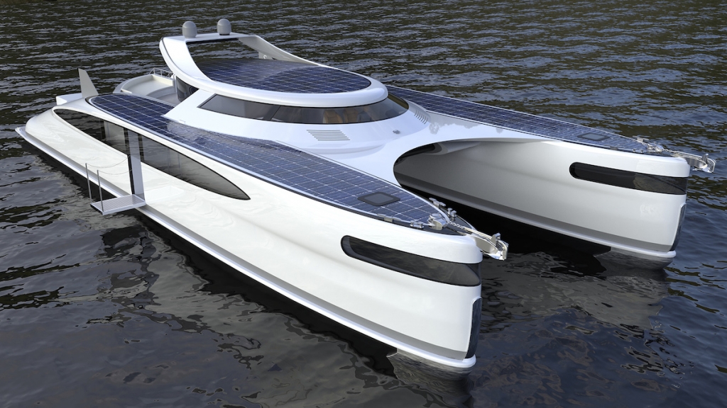 This Solar-Powered Amphibious Catamaran Works on Water and Land