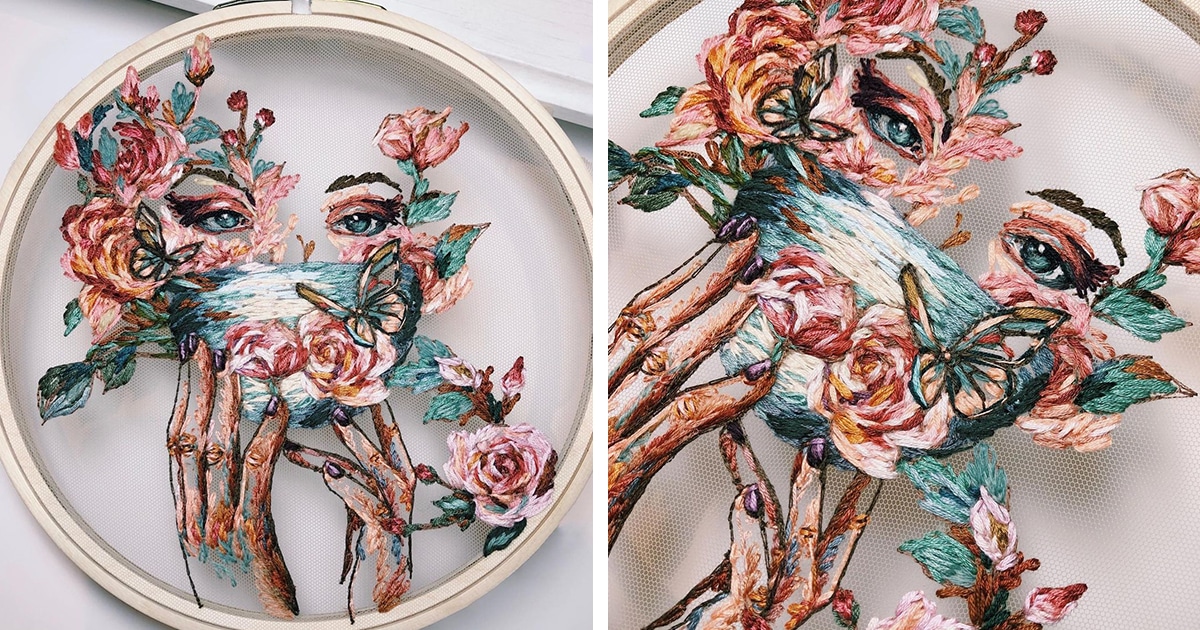 Ethereal Embroidery Creations Float Over Translucent Tulle Fabric