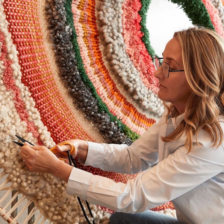 Textile Artist Creates Unconventional Woven Art in Massive Looms