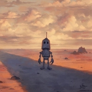 Charming Illustrations Place Endearing Robots in Nature
