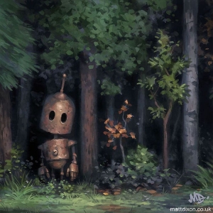 Charming Illustrations Place Endearing Robots in Nature