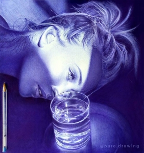 Artist Creates Hyperrealistic Portraits Using Only a Blue Ballpoint Pen