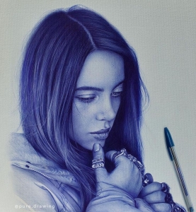 Artist Creates Hyperrealistic Portraits Using Only a Blue Ballpoint Pen