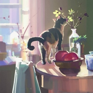Digital Paintings Captures the Charm of Cats in Leisure