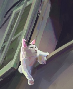 Digital Paintings Captures the Charm of Cats in Leisure