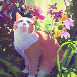 Digital Paintings Captures the Charm of Cats in Leisure