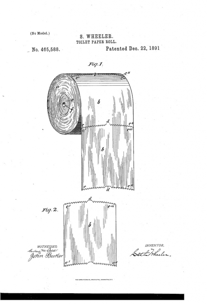 Original Patent Drawing Puts an End to the Great Toilet Paper Debate