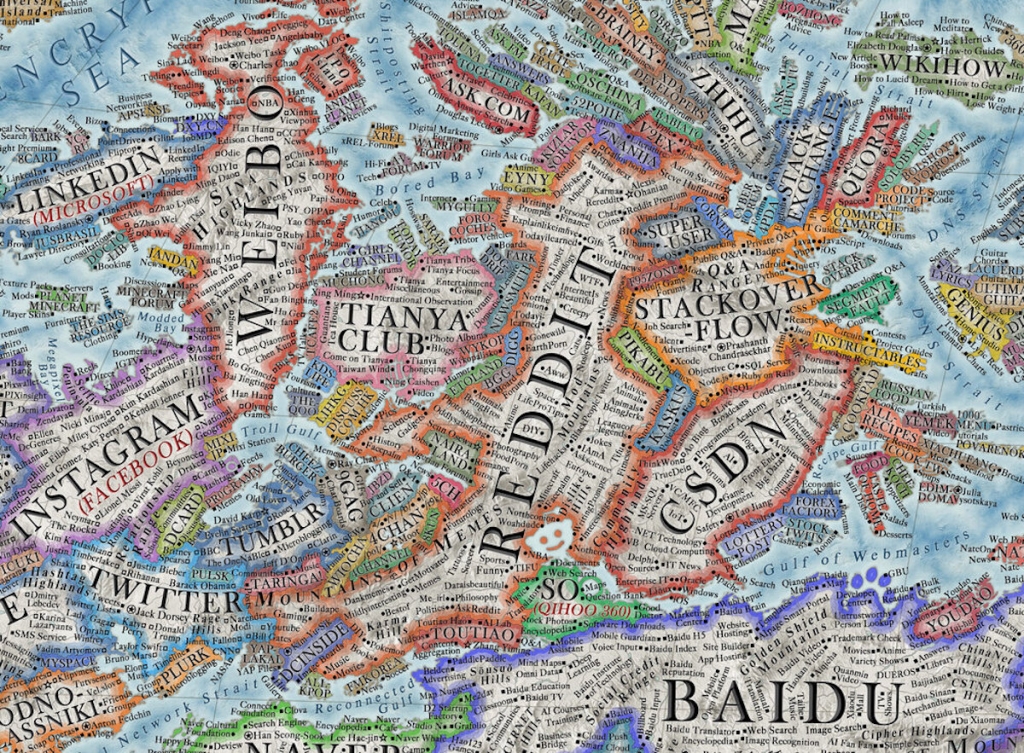 Internet’s Most Popular Websites Reimagined as Countries on a World Map ...