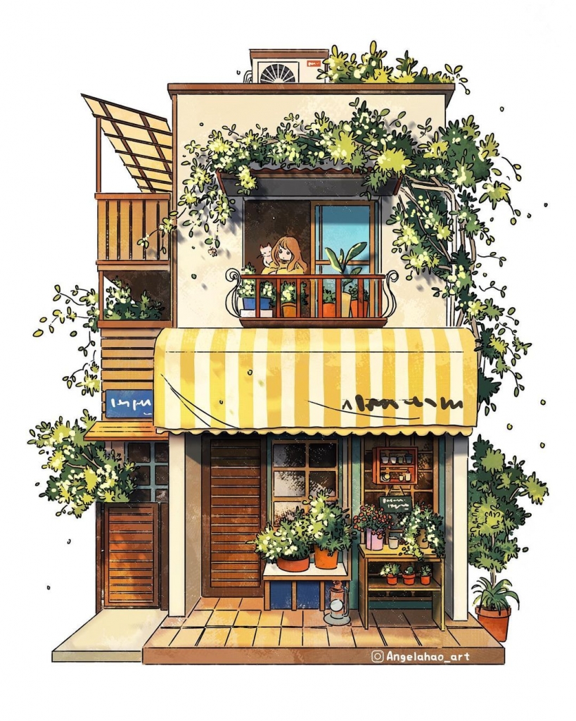 Comforting Illustrations of Japanese Storefronts With Whimsical ...