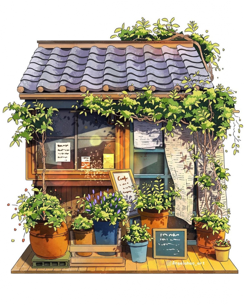 Comforting Illustrations of Japanese Storefronts With Whimsical ...