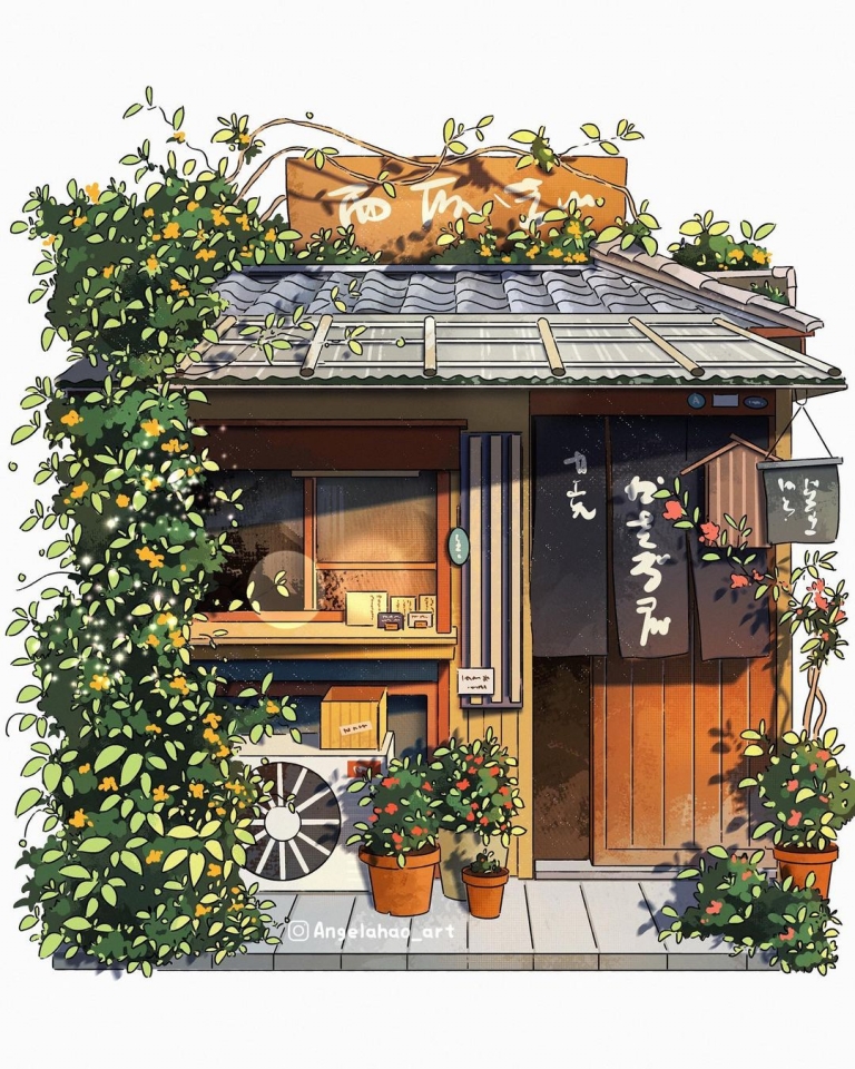 Comforting Illustrations of Japanese Storefronts With Whimsical ...