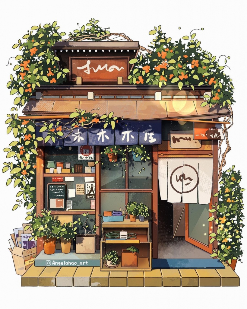 Comforting Illustrations of Japanese Storefronts With Whimsical ...