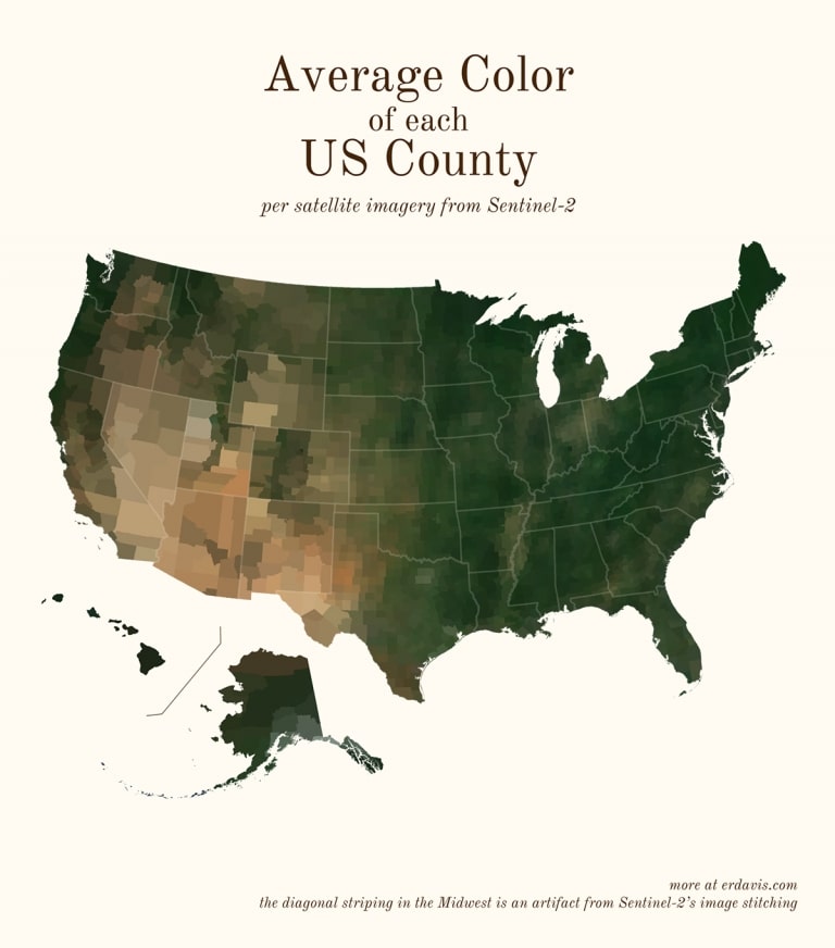 Data Scientist Makes Stunning Maps of the Average Colors of the World ...