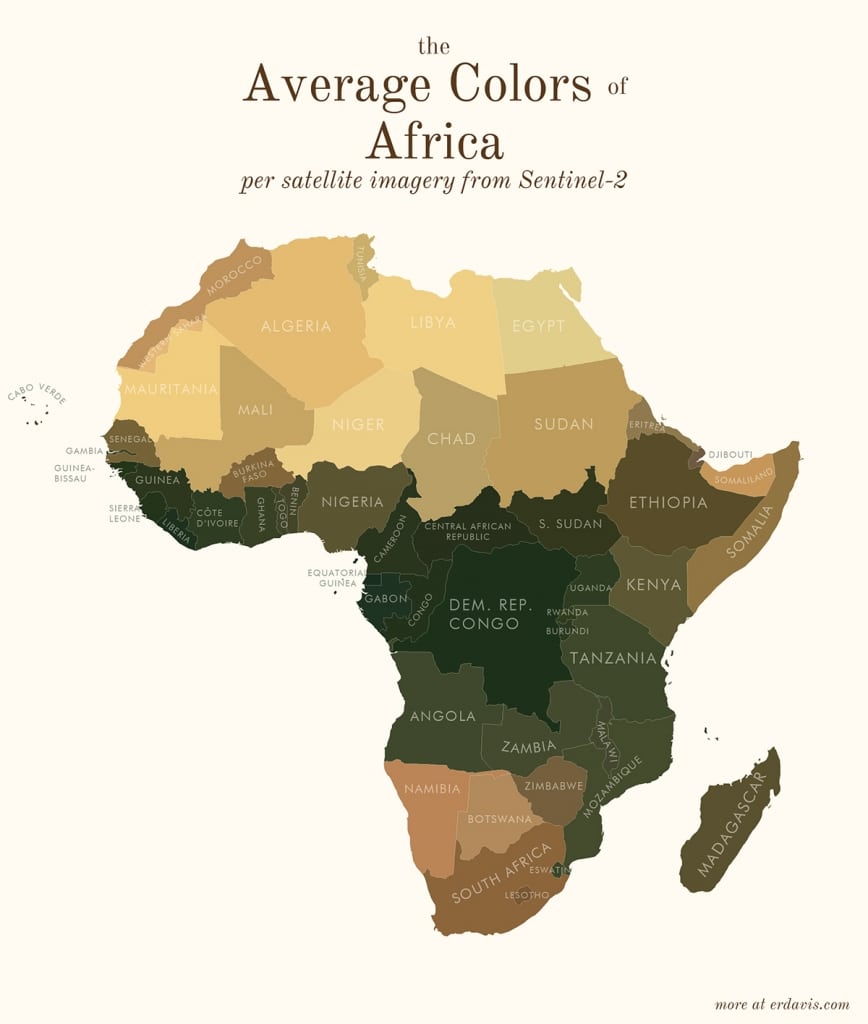 Data Scientist Makes Stunning Maps of the Average Colors of the World ...