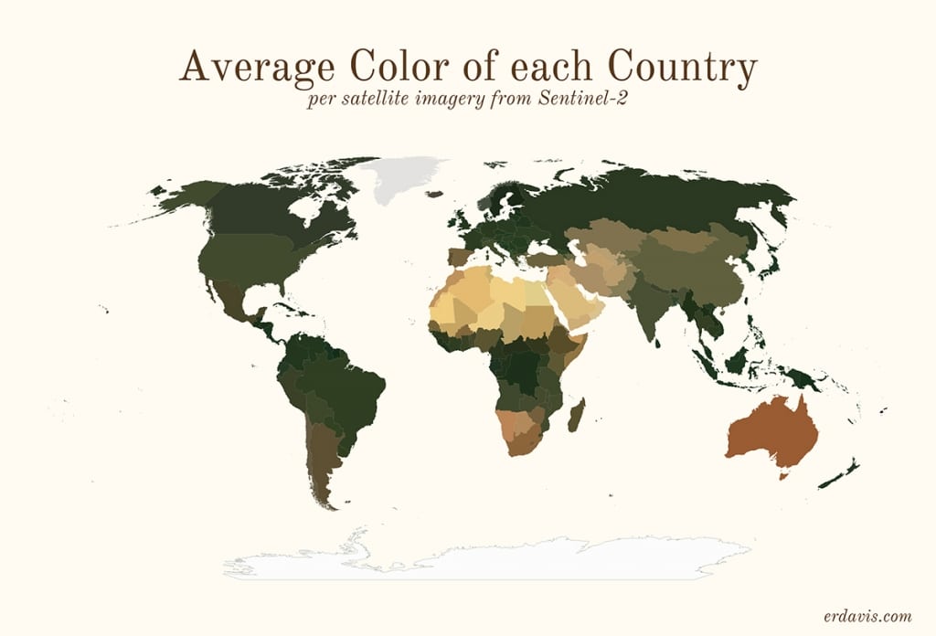 Científica determina los colores promedio de cada país del mundo