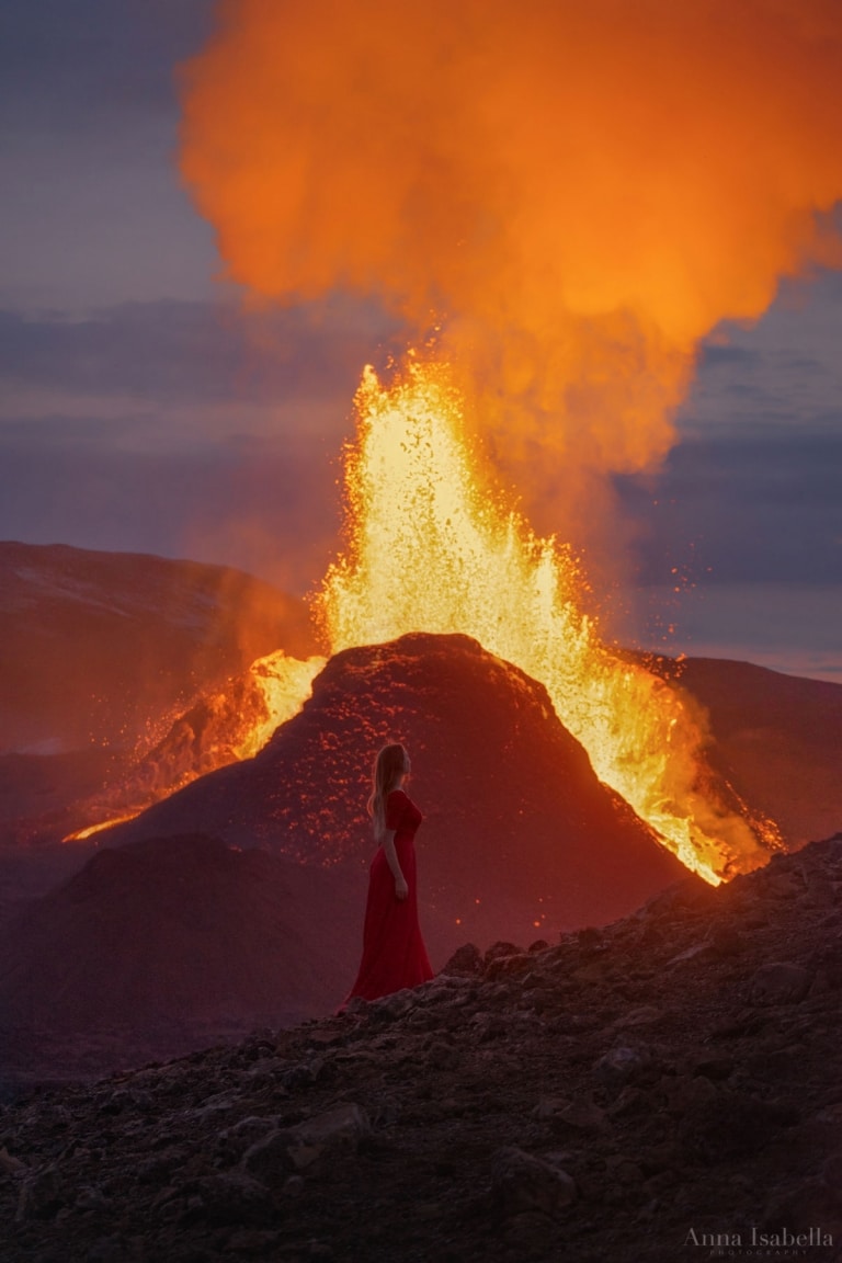 Thrilling Selfie Series In Front of Iceland's Volcanic Eruption