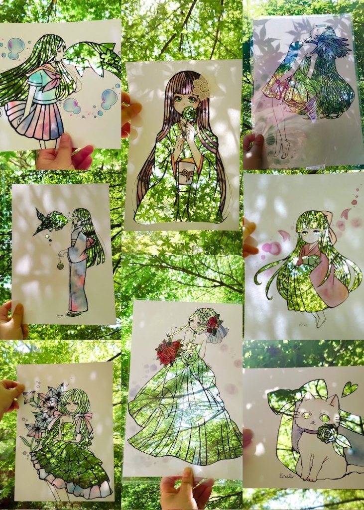 Kirie Artist "Paints” Her Paper Cutouts With Colors of Nature