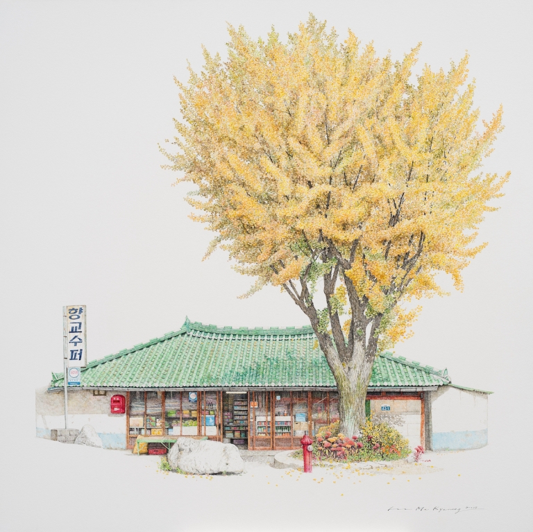 South Korean Artist Chronicles Drawings of Small Corner Shop Buildings