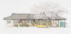 South Korean Artist Chronicles Drawings of Small Corner Shop Buildings
