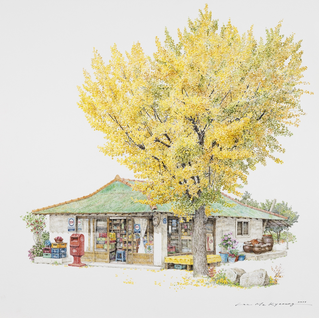 South Korean Artist Chronicles Drawings of Small Corner Shop Buildings