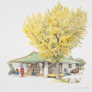 South Korean Artist Chronicles Drawings of Small Corner Shop Buildings