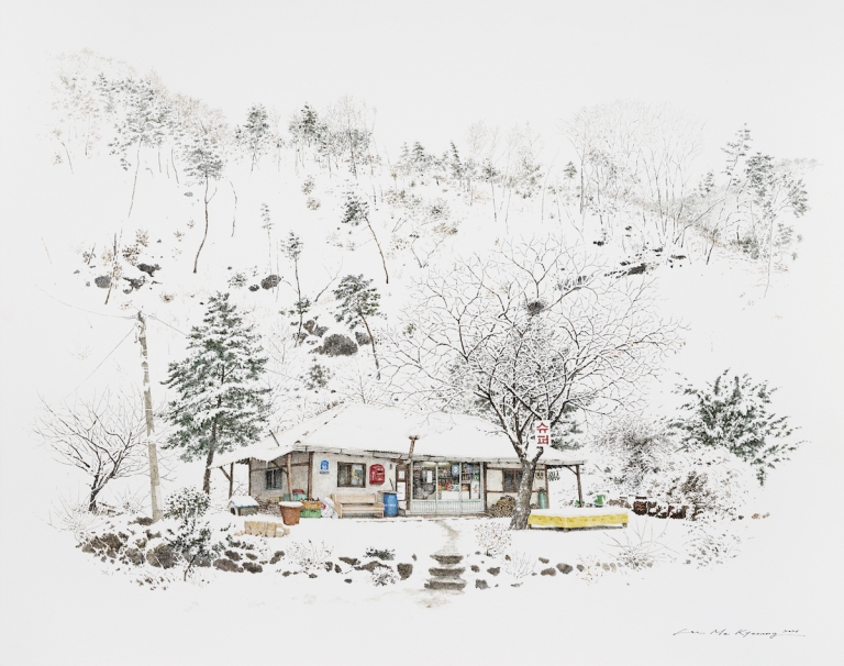 South Korean Artist Chronicles Drawings of Small Corner Shop Buildings