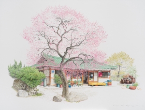 South Korean Artist Chronicles Drawings of Small Corner Shop Buildings