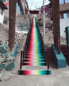 Painted Stairs Inspired by Andean Textiles Climb the Hills of Lima, Peru