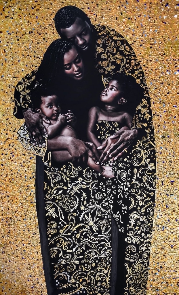 Artist Embellishes Intimate Portraits With Gold and Semi-Precious Stones