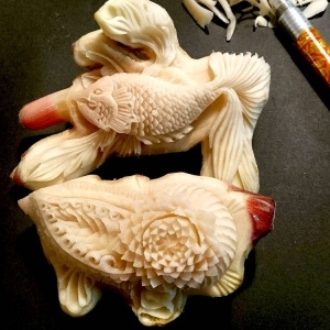 Food Artist Gaku Carves a Leaping Fish Out of a Stalk of Broccoli